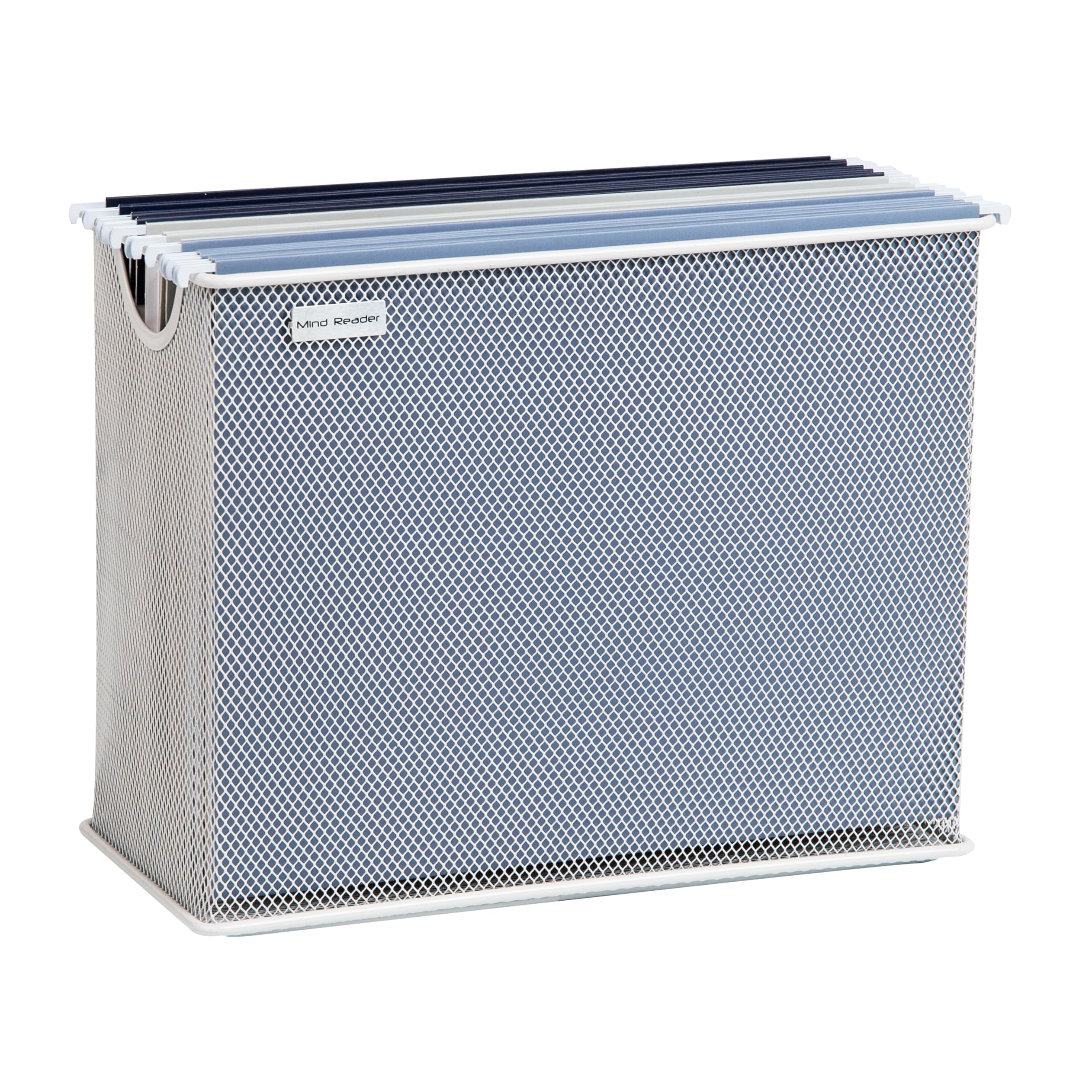 Mind Reader FILEBASK-WHT Metal Mesh Storage Letters, Documents, Folders, Office Organization, White File Basket