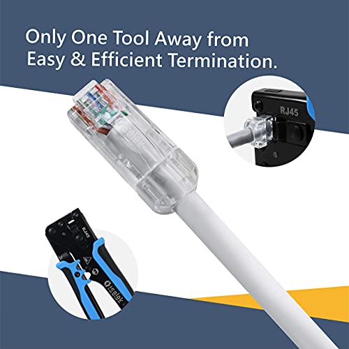 iSelek RJ45 CAT 6 Snagless Closed End Connector, 8P8C Ethernet Modular Connectors for Cat 5e and Category 6 Stranded and Solid Unshielded Wire and LAN Network Cable (Can, 50)
