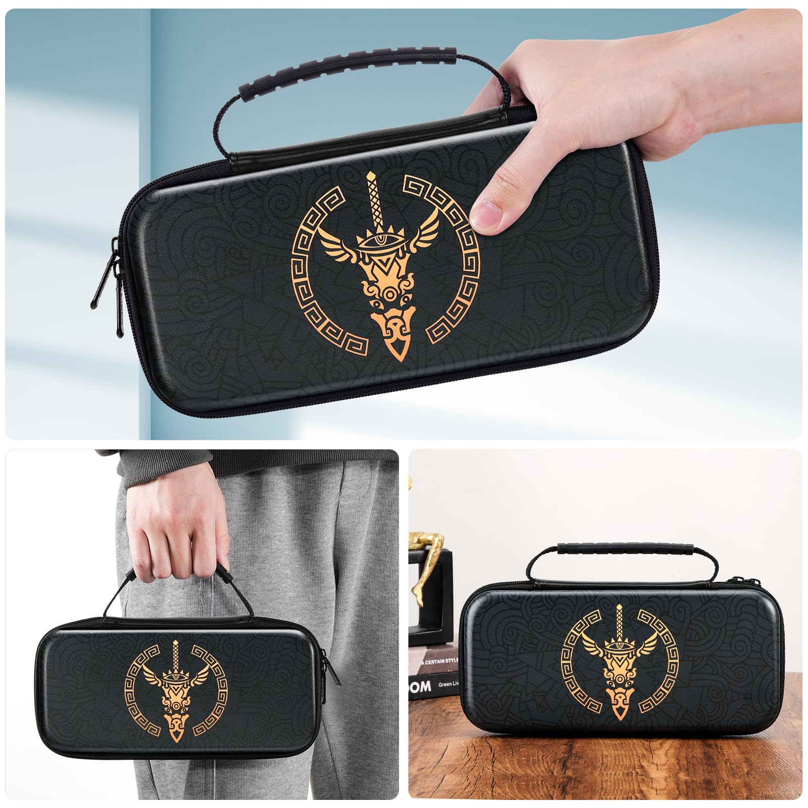 MoKo Carrying Case for Nintendo Switch OLED/Nintendo Switch, Hard Shell Travel Carry Case w/10 Games Slots, Switch Case for Tears of The Kingdom & Nintendo Switch Accessories -Black