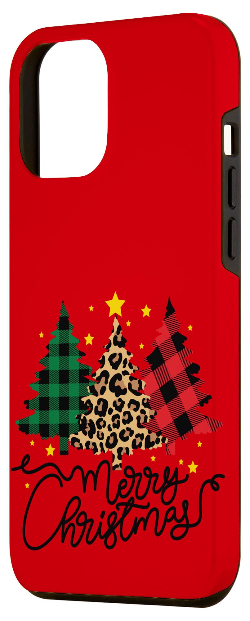 iPhone 14 Pro Max Merry Christmas Trees with Buffalo Plaid & Leopard phone Case