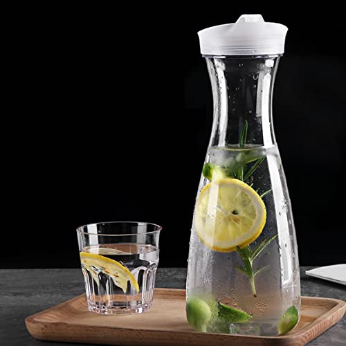 Carafes Pitchers With Lid,Clear Plastic Water Pitcher Or Beverage Drink Dispenser Jug For Cold Brew,Juice,Iced Tea, Coffee,Mimosa Bar(20 oz)