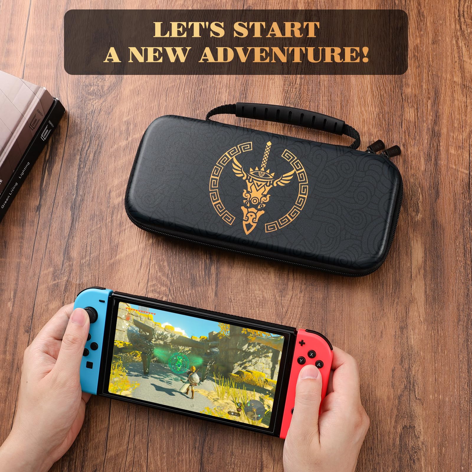 MoKo Carrying Case for Nintendo Switch OLED/Nintendo Switch, Hard Shell Travel Carry Case w/10 Games Slots, Switch Case for Tears of The Kingdom & Nintendo Switch Accessories -Black