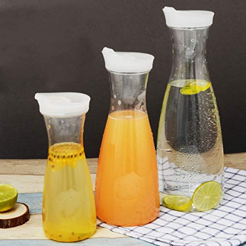 Carafes Pitchers With Lid,Clear Plastic Water Pitcher Or Beverage Drink Dispenser Jug For Cold Brew,Juice,Iced Tea, Coffee,Mimosa Bar(20 oz)