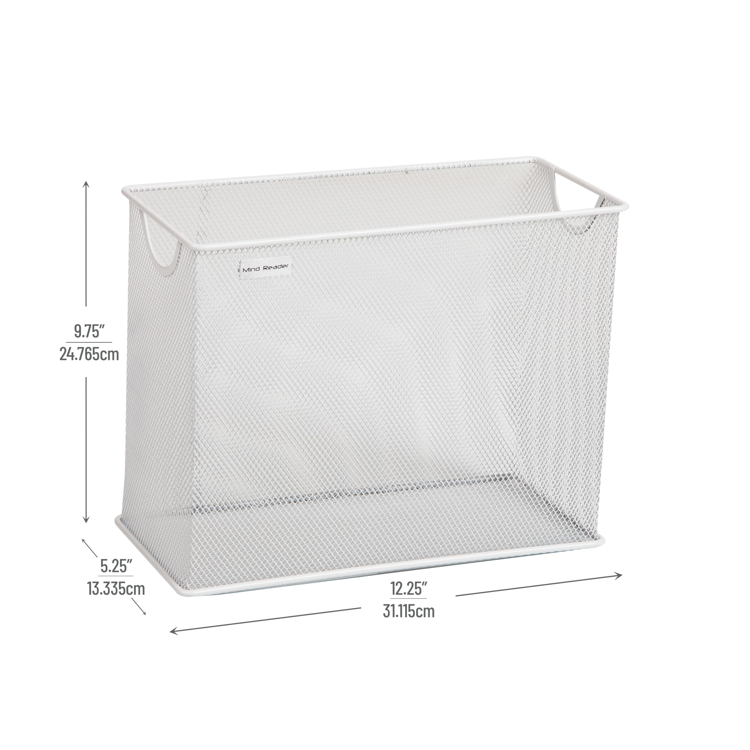 Mind Reader FILEBASK-WHT Metal Mesh Storage Letters, Documents, Folders, Office Organization, White File Basket