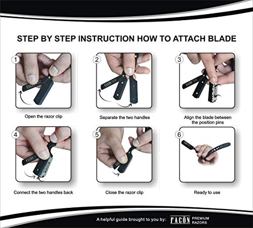 100 BLADES + Facón Professional Classic Straight Edge Barber Razor - Salon Quality Cut Throat Shavette