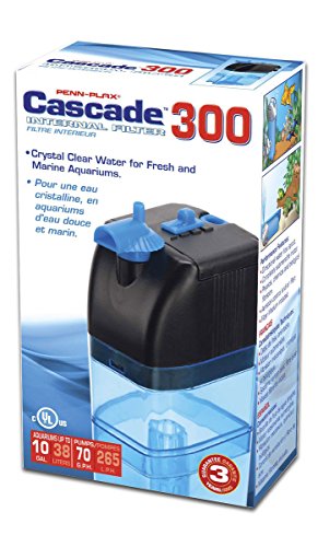 Penn-Plax Cascade 300 Fully Submersible Internal Filter – Provides Physical, Biological, and Chemical Filtration for Aquariums and Turtle Tanks