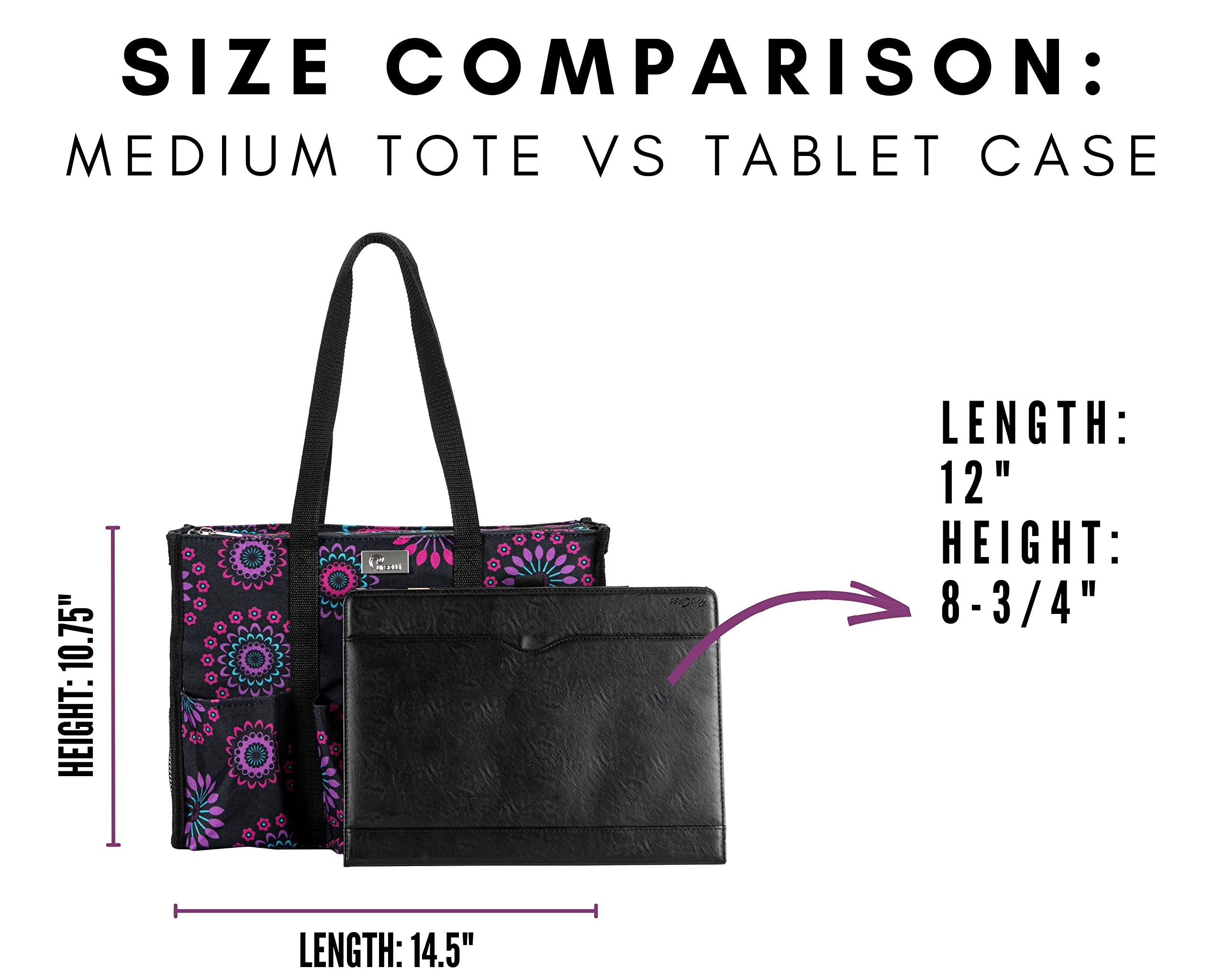 Pursetti Utility Tote (Medium, Black Daisy)