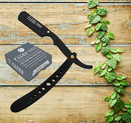 100 BLADES + Facón Professional Classic Straight Edge Barber Razor - Salon Quality Cut Throat Shavette