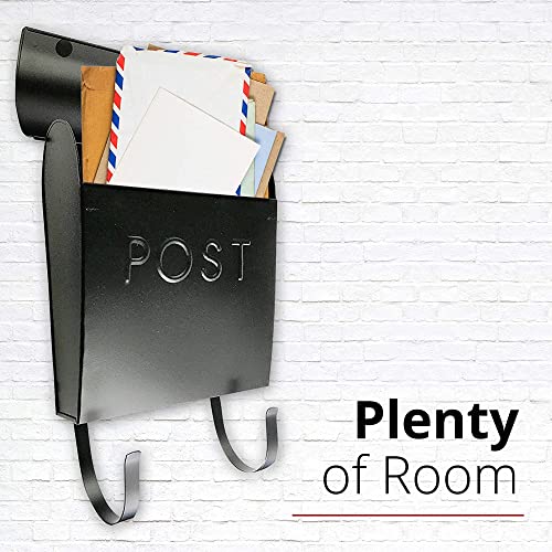 NACH Mailboxes for Outside Wall Mount, 12 x 11.2 x 4.5 inch, Black Mailbox, Waterproof Mailbox with Outdoor Newspaper Holder - The Euro Mailbox