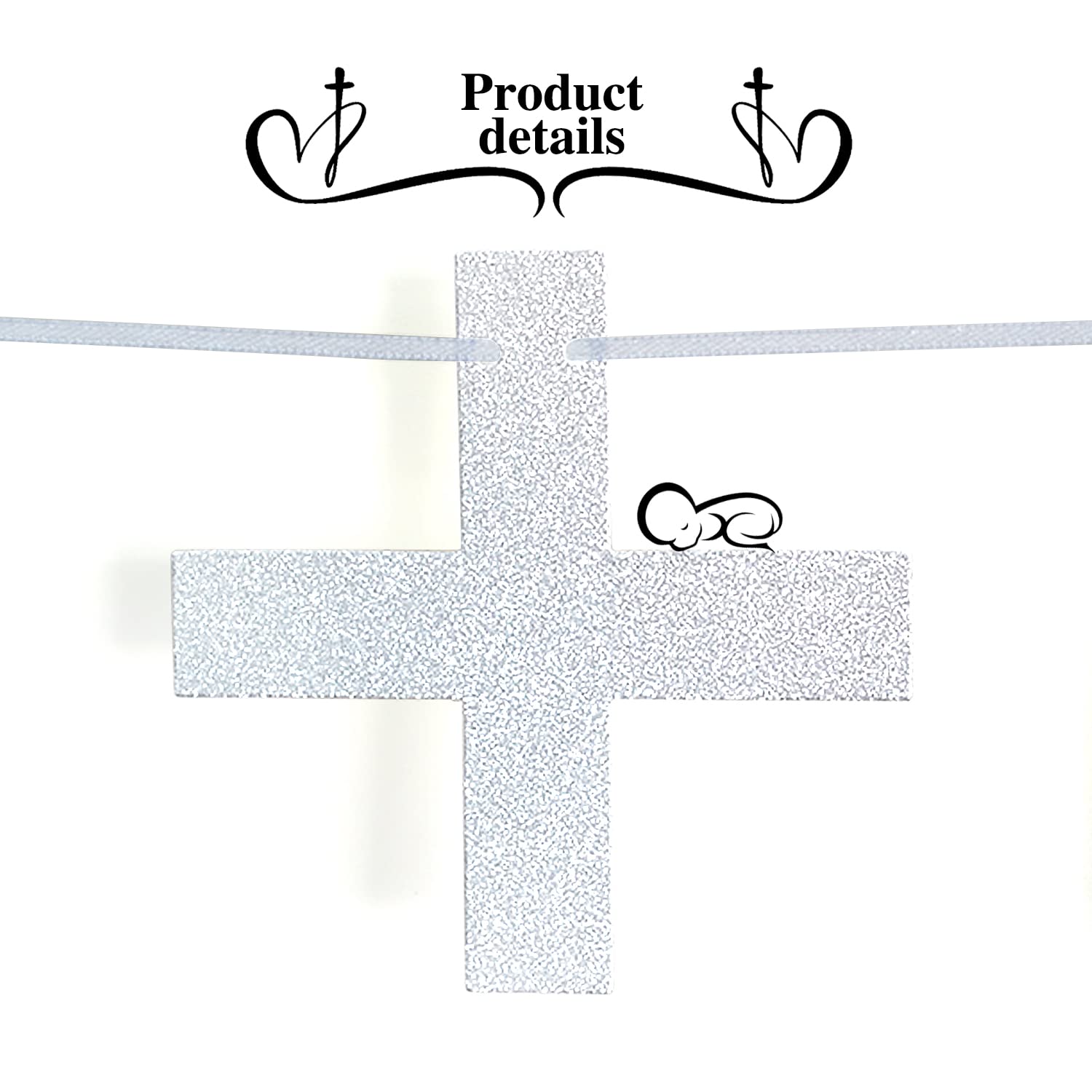 Glitter Mi Primera Comuniòn Banner - Baby Baptism/ First Holy Communion Bunting Décor - God Bless This Child Baby Shower Party Decoration Supplies(Black)