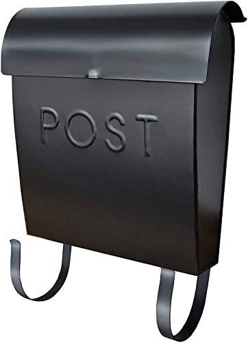 NACH Mailboxes for Outside Wall Mount, 12 x 11.2 x 4.5 inch, Black Mailbox, Waterproof Mailbox with Outdoor Newspaper Holder - The Euro Mailbox