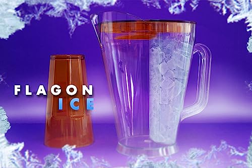 Acrylic Beer Pitcher with Ice Chamber (34 fl oz), Keep Beverages Cold. Clear Plastic Pitcher with Pour Spout Lid. BPA-Free, Shatter-Proof, Great for Water, Beer, Iced Tea, Sangria, Lemonade.