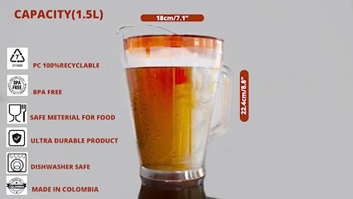 Acrylic Beer Pitcher with Ice Chamber (34 fl oz), Keep Beverages Cold. Clear Plastic Pitcher with Pour Spout Lid. BPA-Free, Shatter-Proof, Great for Water, Beer, Iced Tea, Sangria, Lemonade.