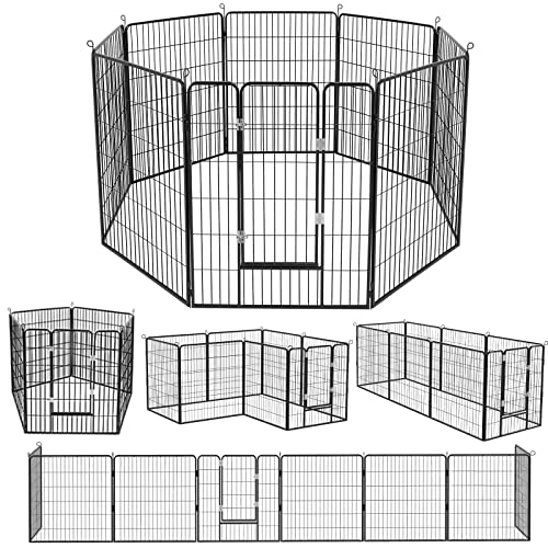 PUKAMI Dog Fence for Dogs, 8/16 Panels 24/32/40 Height x32 inch Width,Portable Dog Playpen Puppy Playpen for Small Medium Dog Exercise Pen for Indoor Outdoor,Pet Playpen Fence for Yard,RV,Camping