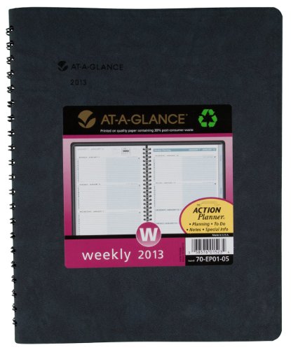 AT-A-GLANCE The Action Planner Recycled Weekly Appointment Book, 8 1/2 x 11 Inches, Black, 2013 (70-EP01-05)