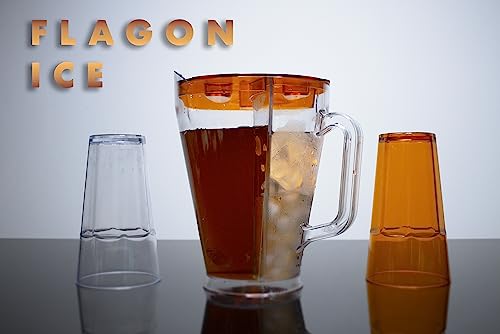 Acrylic Beer Pitcher with Ice Chamber (34 fl oz), Keep Beverages Cold. Clear Plastic Pitcher with Pour Spout Lid. BPA-Free, Shatter-Proof, Great for Water, Beer, Iced Tea, Sangria, Lemonade.