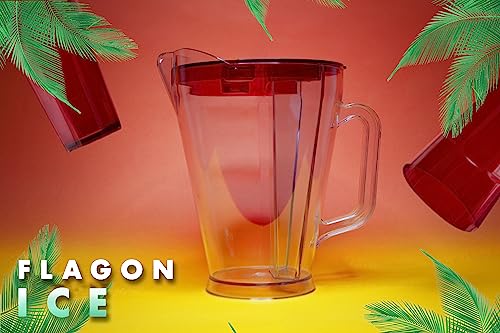 Acrylic Beer Pitcher with Ice Chamber (34 fl oz), Keep Beverages Cold. Clear Plastic Pitcher with Pour Spout Lid. BPA-Free, Shatter-Proof, Great for Water, Beer, Iced Tea, Sangria, Lemonade.