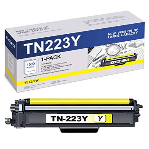 BIGSPCE Compatible TN223Y TN-223Y Standard Yield Toner Cartridge Replacement for Brother MFC-L3770CDW L3710CW HL-3210CW 3230CDW 3230CDN DCP-L3510CDW Printer (1 Pack, Yellow)