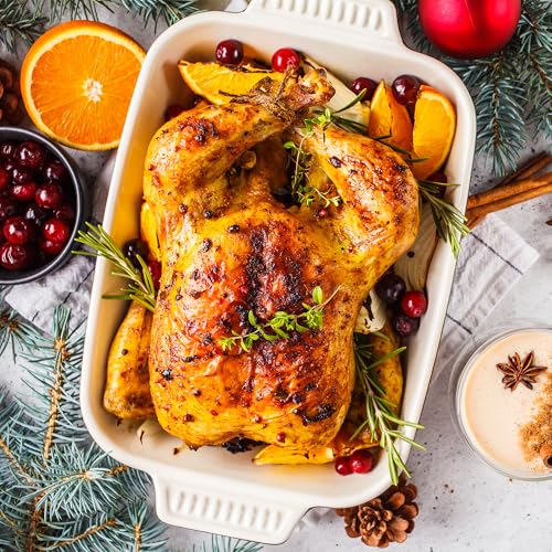 HEYNEMO Turkey Roaster Electric, 24 Quart Oven with Self-Basting Lid, Removable Pan and Rack, Adjustable Temperature Control Powerful 1450W Stainless Steel Oven, Silver