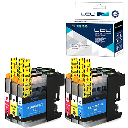 LCL Compatible Ink Cartridge Replacement for Brother LC105 XXL LC1053PK LC105C LC105M LC105Y 1200 Pages Super Yield MFC-J4710DW J4610DW J4510DW J4410DW J4310DW (6-Pack 2Cyan 2Magenta 2Yellow)