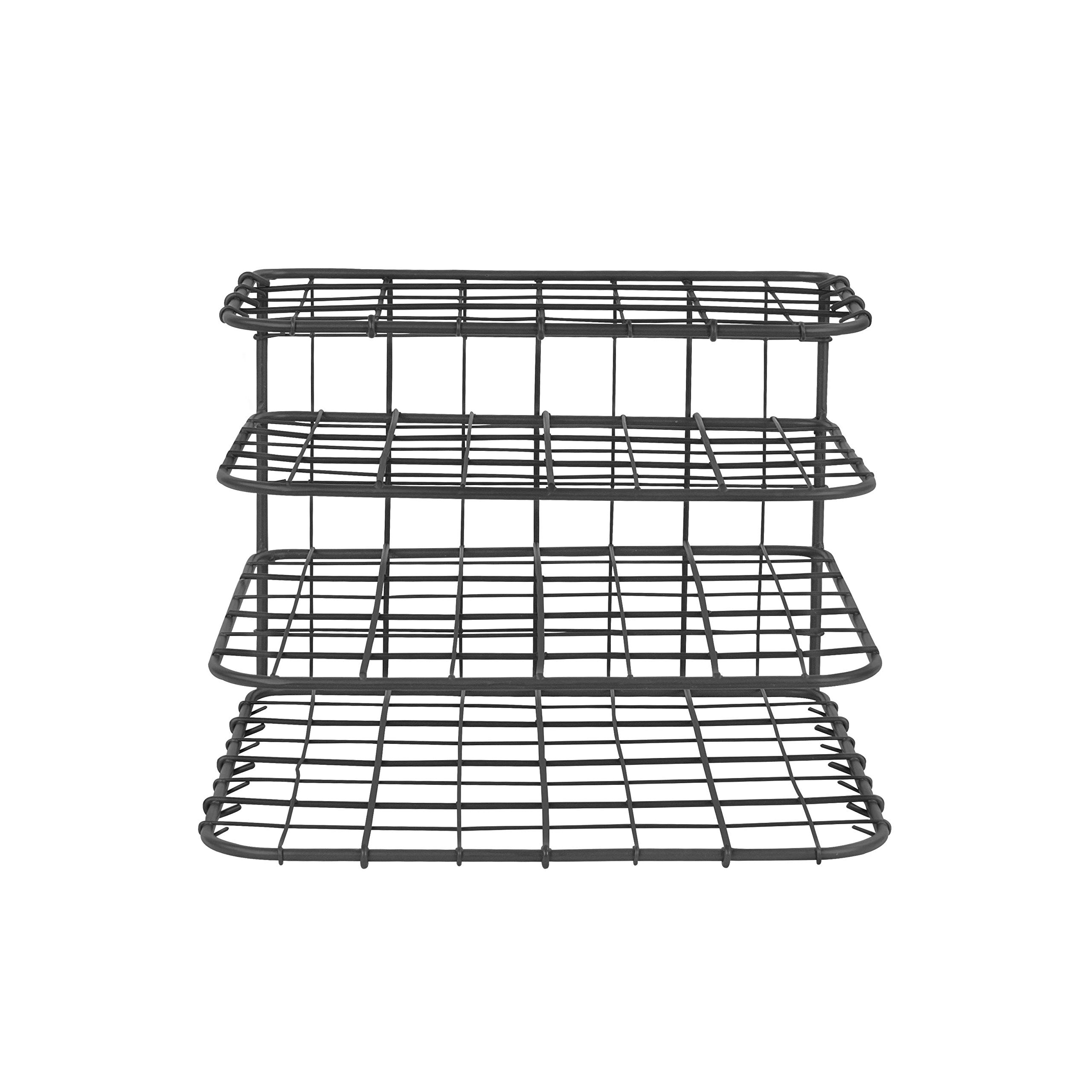 Spectrum Diversified Vintage Cabinet & Countertop Cookware & Bakeware Plate Rack & Lid Holder, Bakeware & Pan, Rustic Farmhouse Kitchen Cabinet Organizer, Rack, Industrial Gray
