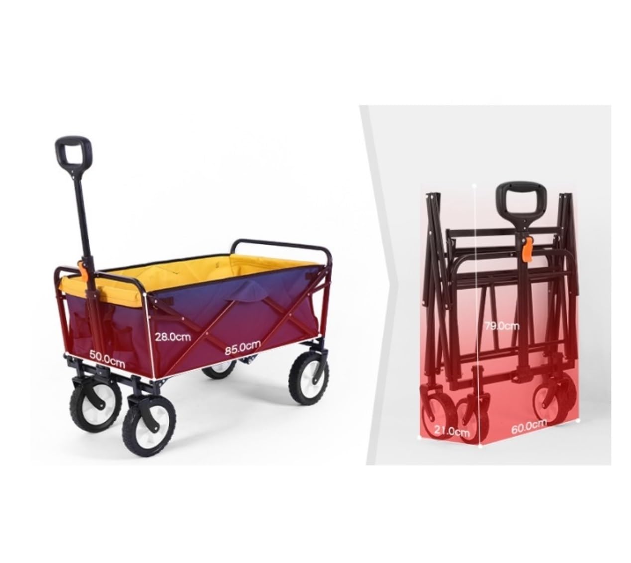 Suuim Garden Wagon Folding Wagon Utility Wagon Collapsible Utility Wagon Carts Large Capacity Beach Folding Wagon with Large Wheels Outdoor Camping Collapsi
