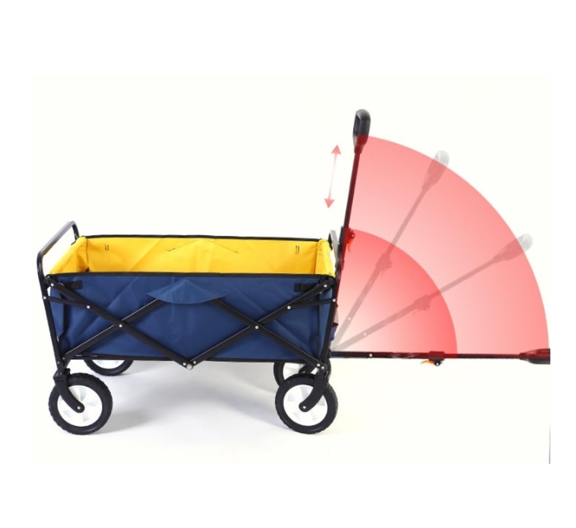 Suuim Garden Wagon Folding Wagon Utility Wagon Collapsible Utility Wagon Carts Large Capacity Beach Folding Wagon with Large Wheels Outdoor Camping Collapsi
