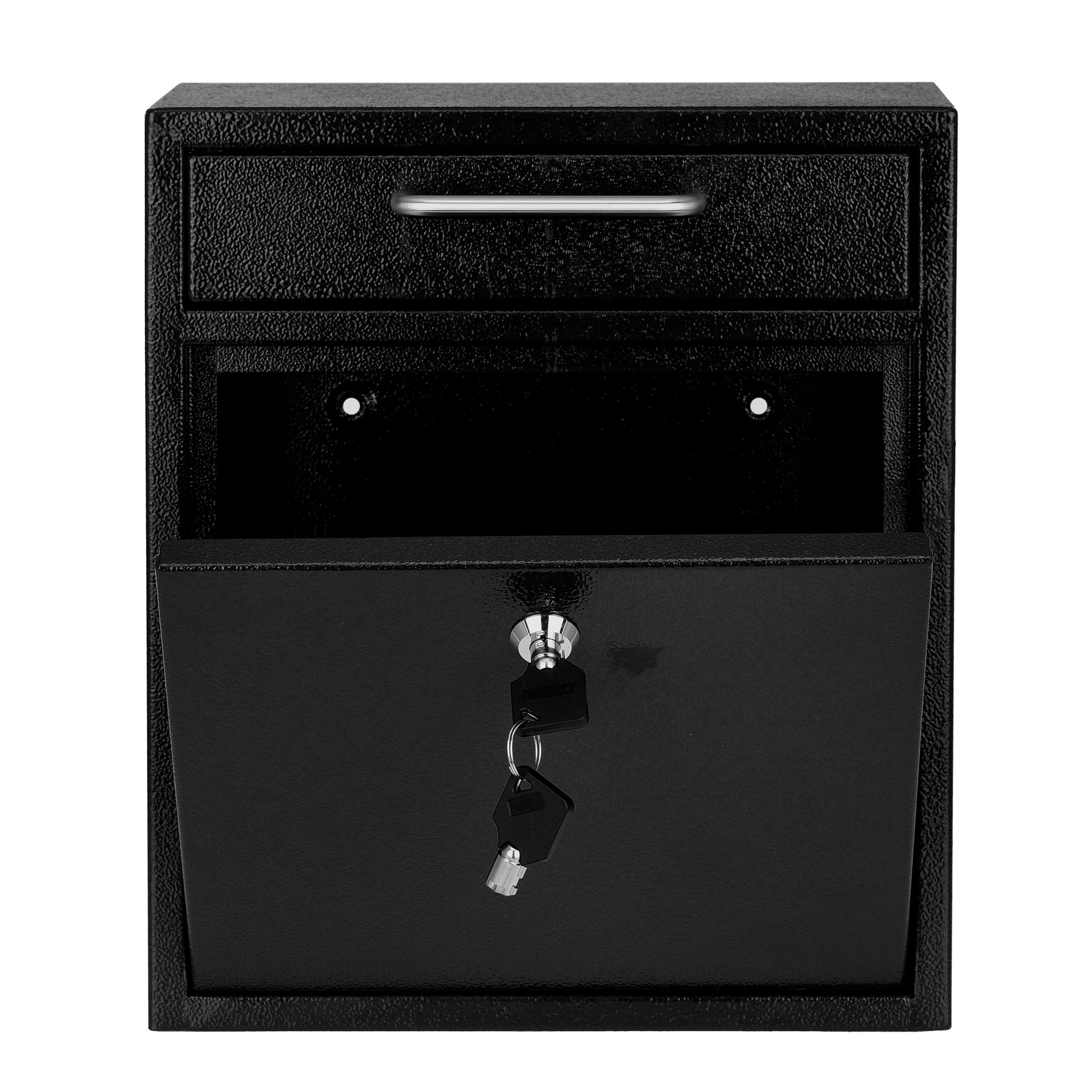 AdirOffice Wall Mount Mailbox - Mailbox with Lock and Keys- Durable Wall Mounted Locking Mailbox and Cash Drop Box for House, Apartments and Bussiness After Hours Deposits