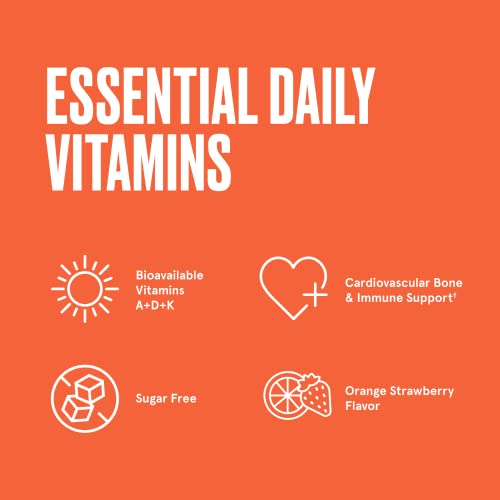 Bulletproof Sugar-Free Orange Strawberry Vitamins A+D+K Gummies, 60 Count, Keto Supplement for Heart, Bone and Immune Support
