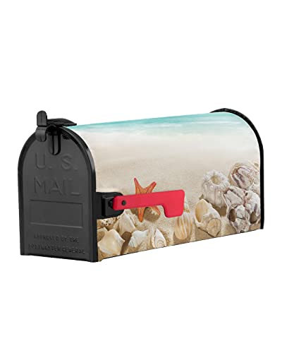 Starfish Beach Mailbox Covers Magnetic Standard Size Coastal Conch Sea Shells Wave Seaside Ocean Waterproof Mailbox Wrap Post Letter Box Cover for Garden Yard Outdoor Decorations 21x18 Inch