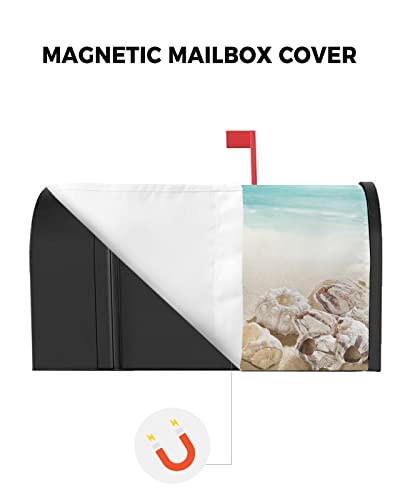 Starfish Beach Mailbox Covers Magnetic Standard Size Coastal Conch Sea Shells Wave Seaside Ocean Waterproof Mailbox Wrap Post Letter Box Cover for Garden Yard Outdoor Decorations 21x18 Inch