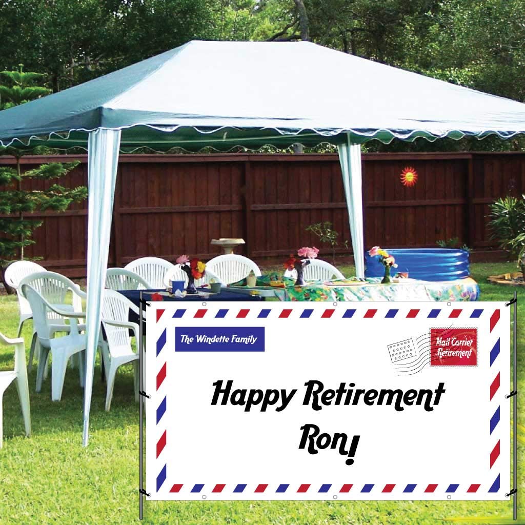 VictoryStore Retirement Decorations: Custom Postal Retirement Banner - Waterproof Vinyl Banner (Post Letter Retirement, 3 feet by 5 feet)