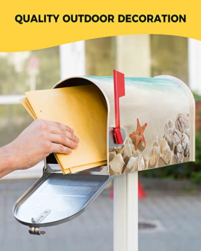 Starfish Beach Mailbox Covers Magnetic Standard Size Coastal Conch Sea Shells Wave Seaside Ocean Waterproof Mailbox Wrap Post Letter Box Cover for Garden Yard Outdoor Decorations 21x18 Inch