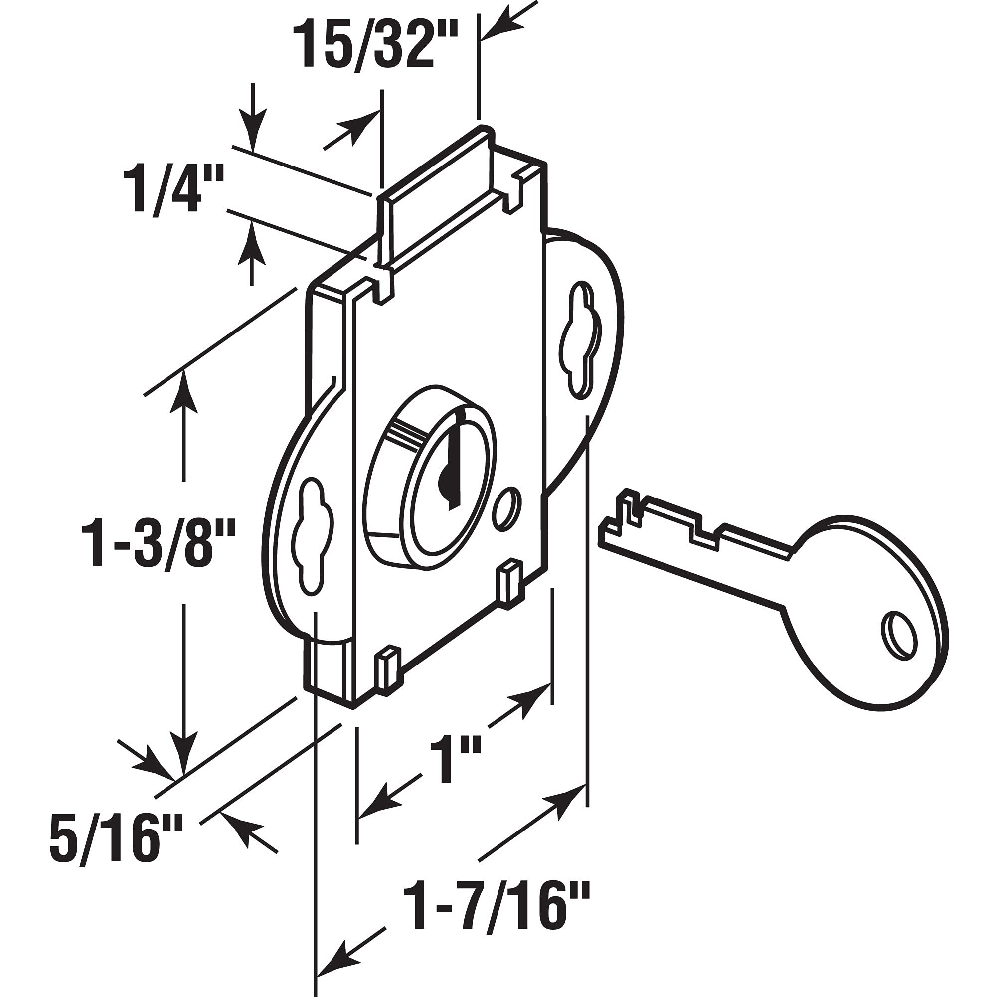 Prime-Line MP4048 Mail Box Lock, 1/4 In. Throw, Steel, Brass Plated (Single Pack)