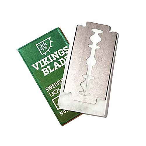 Double Edge Safety Razor Blades, Swedish Steel, 50 Count, by VIKINGS BLADE, Platinum Coated Replacement Razor Blade & Refills, Eco Friendly, Smooth, Close, Clean Shaving Blades, Mild & Gentle on Skin