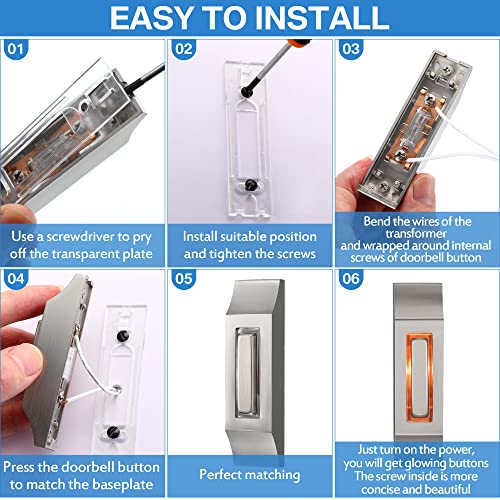 LED Lighted Doorbell Button, Solid and Sleek Metal Wall Mounted Door Bell Push Buttons for Home, Universal Garage Door Opener Switch (Dark Silver, 1 Pack)