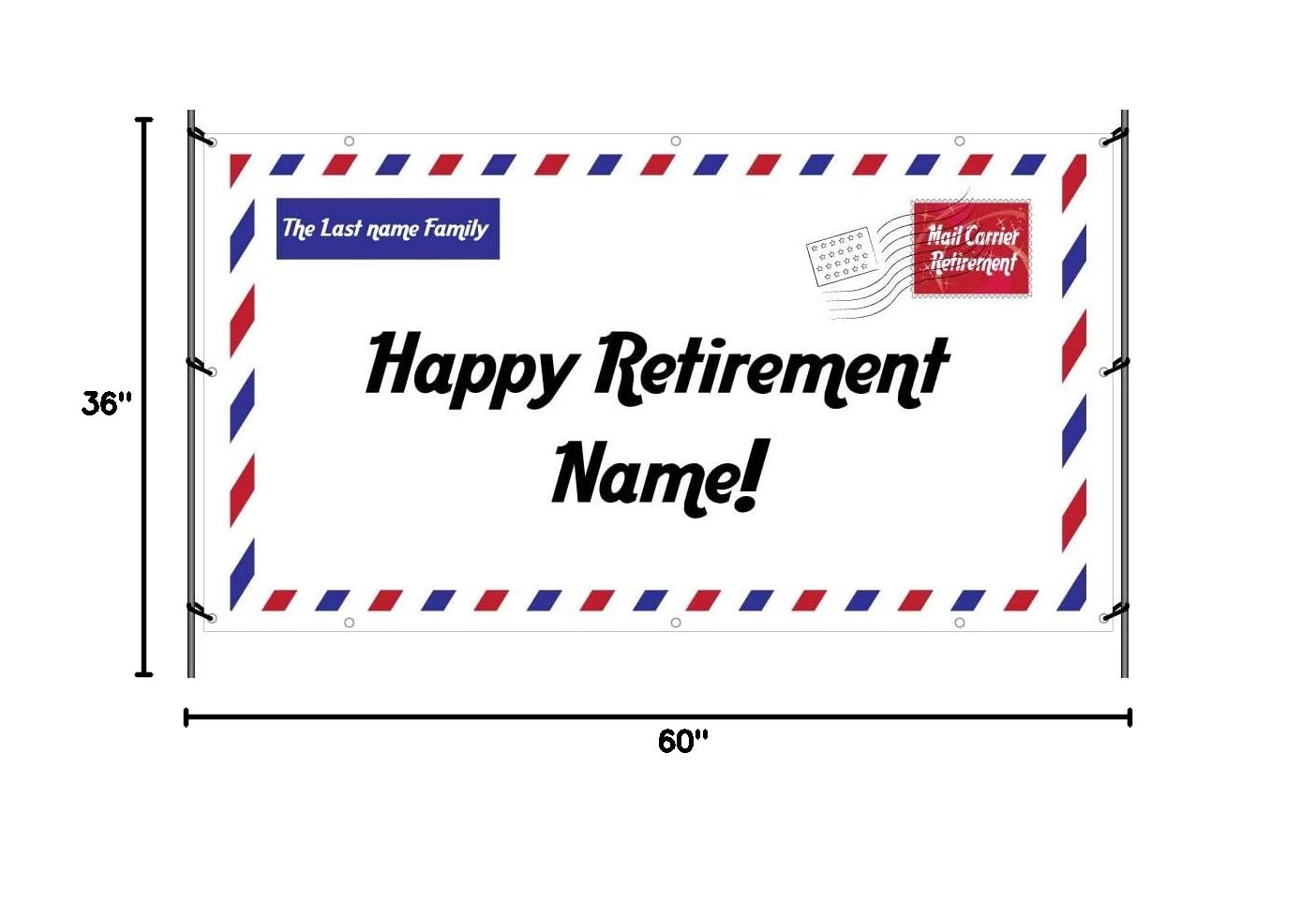 VictoryStore Retirement Decorations: Custom Postal Retirement Banner - Waterproof Vinyl Banner (Post Letter Retirement, 3 feet by 5 feet)
