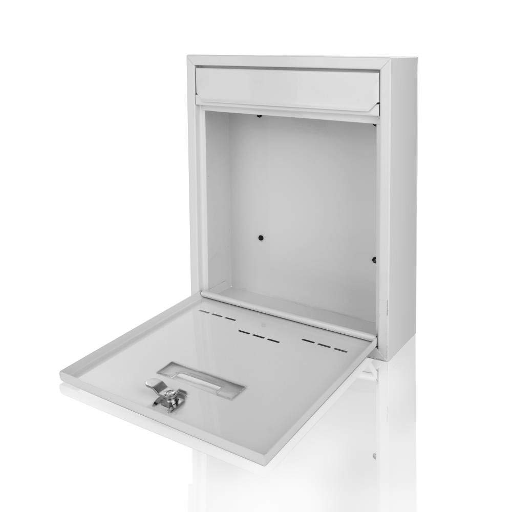 SereneLife Modern Wall Mount Lockable Mailbox-Outdoor Galvanized Metal Key Large Capacity-Commercial Rural Home Decorative &Office Business Parcel Box Packages SLMAB04,White,10.2’’ x 12.2’’ x 3.6’’