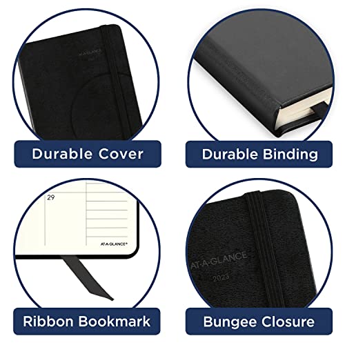 AT-A-GLANCE 2023 Weekly & Monthly Planner, Plan. Write. Remember, 5" x 8-1/4", Small, Pocket, Hardcover, Black (706D1005)
