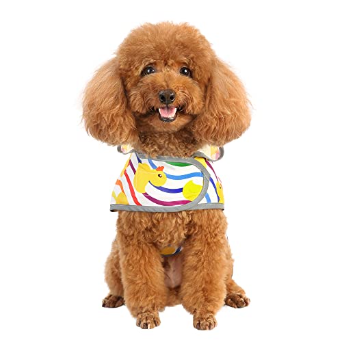 Small Dog Raincoat with Hood and Leash Hole, Waterproof Dog Rain Coats for Small Dogs, Reflective Dog Rain Jacket for Small Dogs