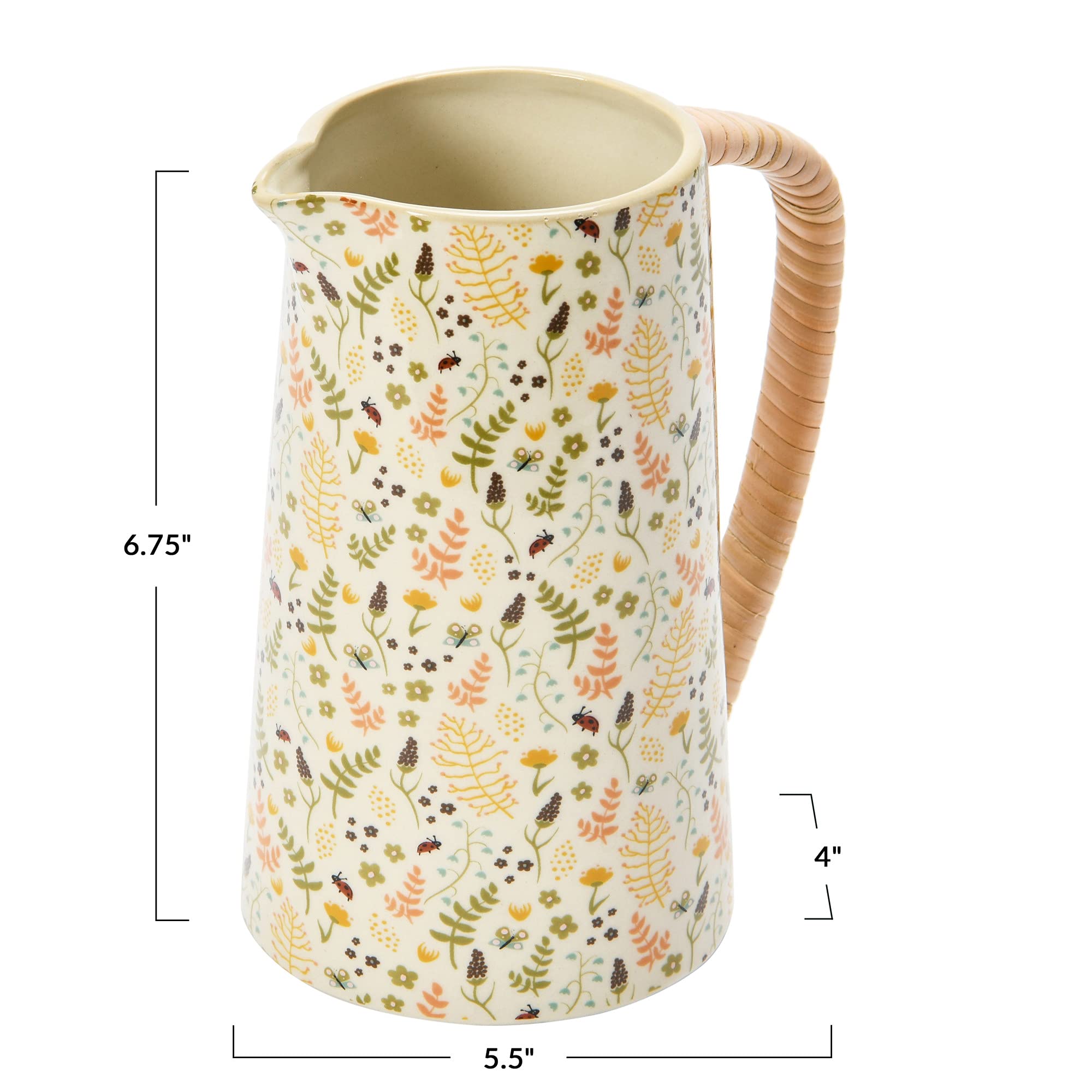 Creative Co-Op Stoneware Pitcher, 6.75", Multicolored