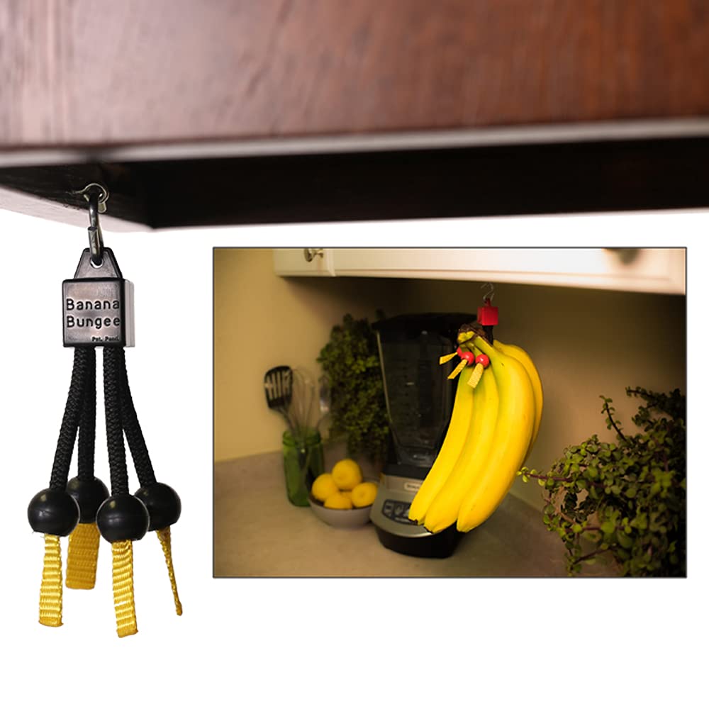 Banana Bungee Black Banana Holder Gadget, Made in USA; Holds Multiple Bunches or Single Bananas