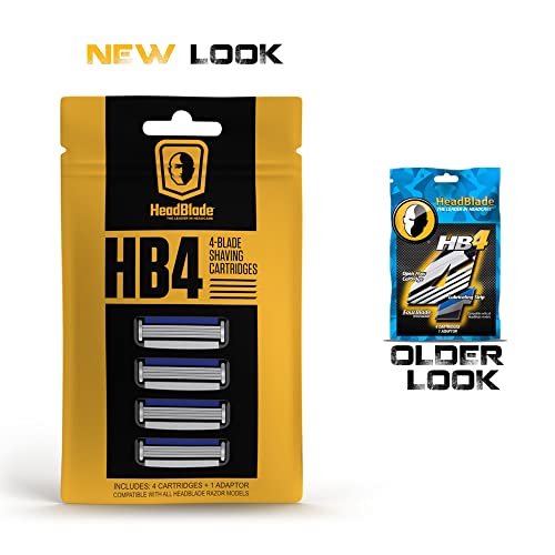 HeadBlade Men's HB4 Refill Shaving Razor Blades 4 Count (Pack of 1)