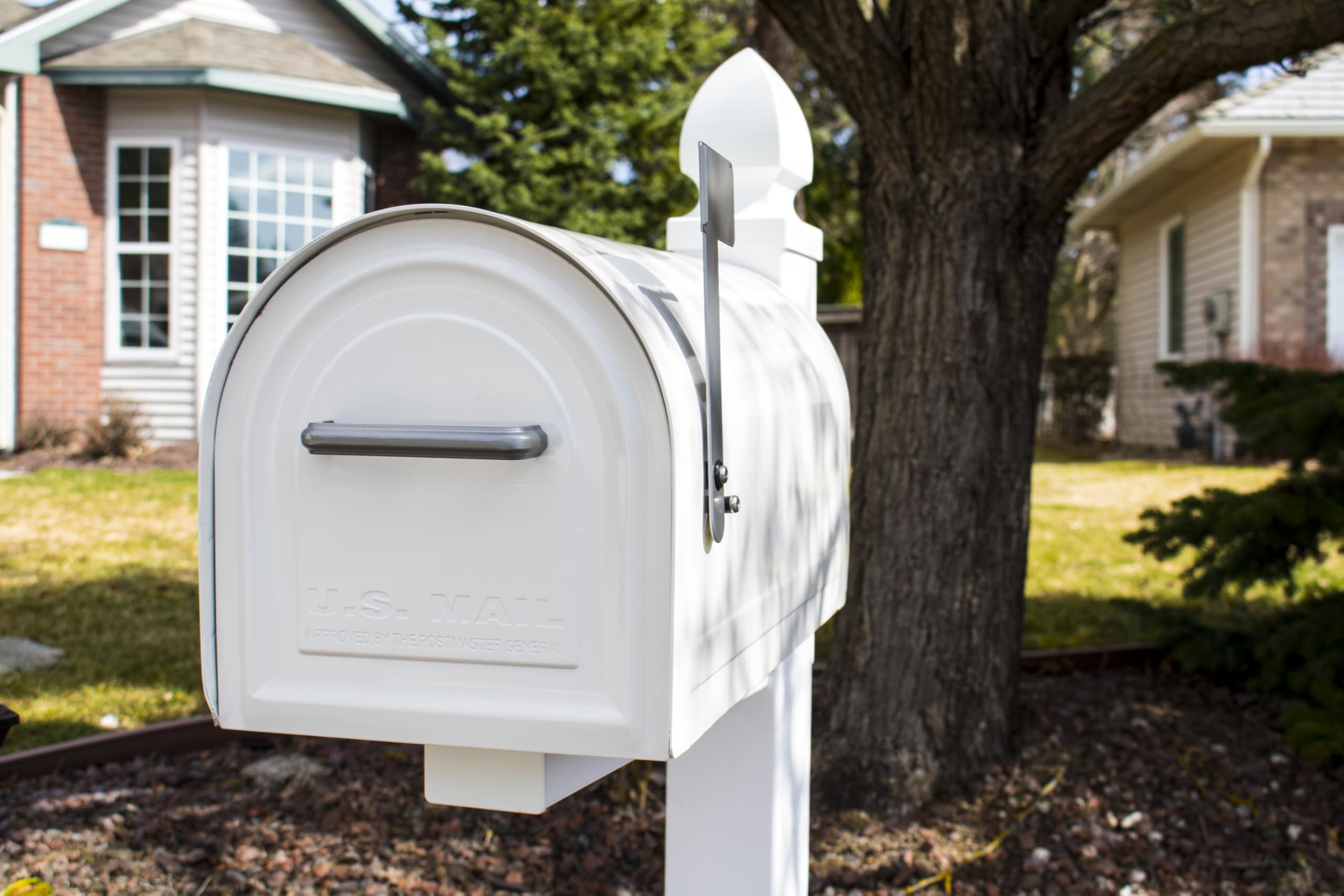 Architectural Mailboxes Reliant Galvanized Steel, Locking, Post Mount Mailbox, Compatibility Code C, MB981WAM, White, Large Capacity