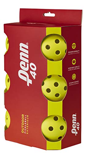 Penn 40 Outdoor Pickleball Balls - 6-Pack - Softer Feel for Recreational & Club Play - USAPA Approved