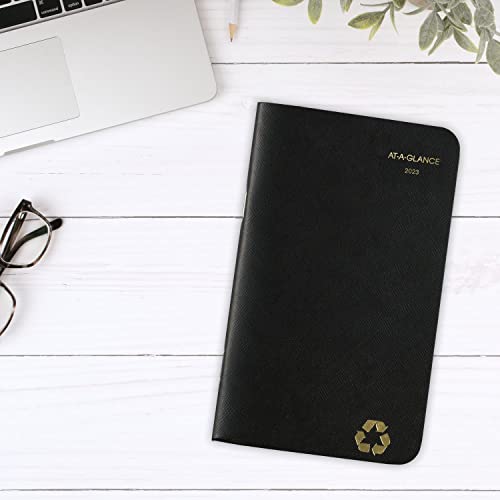AT-A-GLANCE 2023-2024 Pocket Calendar, 2 Year Planner, 3-1/2" x 6", Pocket Size, Recycled, Black (70024G05)