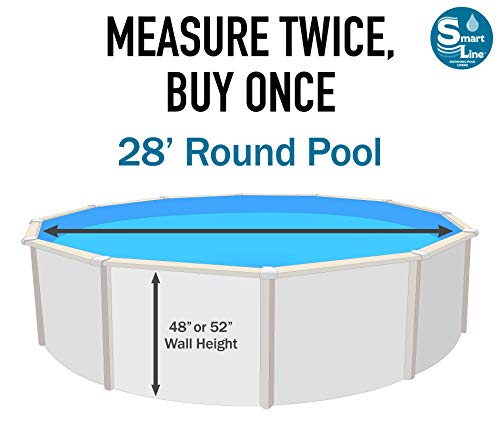 Smartline Solid Blue 28-Foot Round Liner | Overlap Style | 48-to-52-Inch Wall Height | 30 Gauge Virgin Vinyl | Designed for Steel Sided Above-Ground Swimming Pools