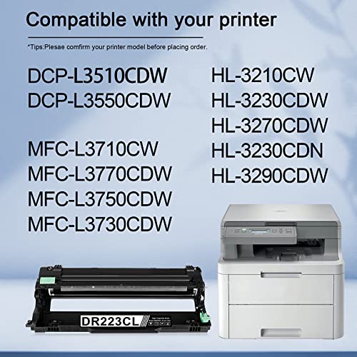 HUIAYA DR223CL Drum Unit Compatible Replacement for Brother DR223CL DCP-L3510CDW L3550CDW MFC-L3710CW L3770CDW HL-3210CW 3230CDW Printer, 1 Pack Black