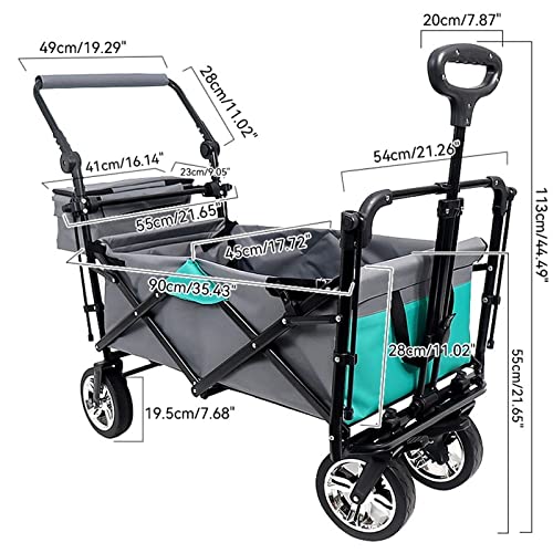 MUZIZY Utility carts All Terrain Utility Folding Wagon, Collapsible Garden Cart, Heavy Duty Beach Wagon, for Shopping, Camping and Outdoor Activities