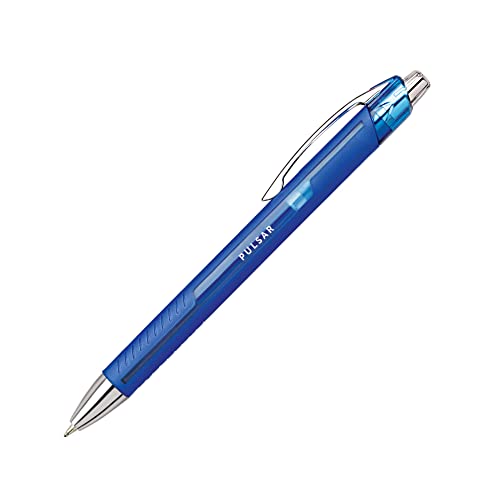 Office Depot Pulsar Advanced Ink Ballpoint Pens, Conical/Medium Point, 0.8 mm, Blue Barrels, Blue Ink, Pack Of 12